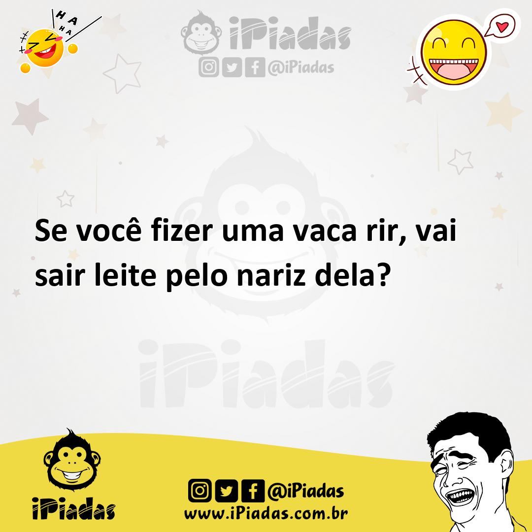 Se você fizer uma vaca rir, vai sair leite pelo nariz dela?